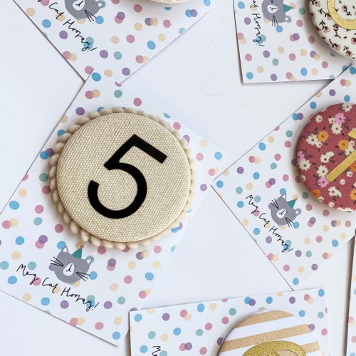 Birthday Number Badge Age Badge Patterned Fabric Badge - Etsy