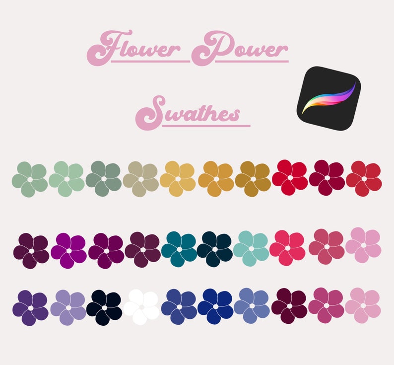 Procreate Color Swatches Flower Power Color Swatches Instant Download Procreate Palette For
