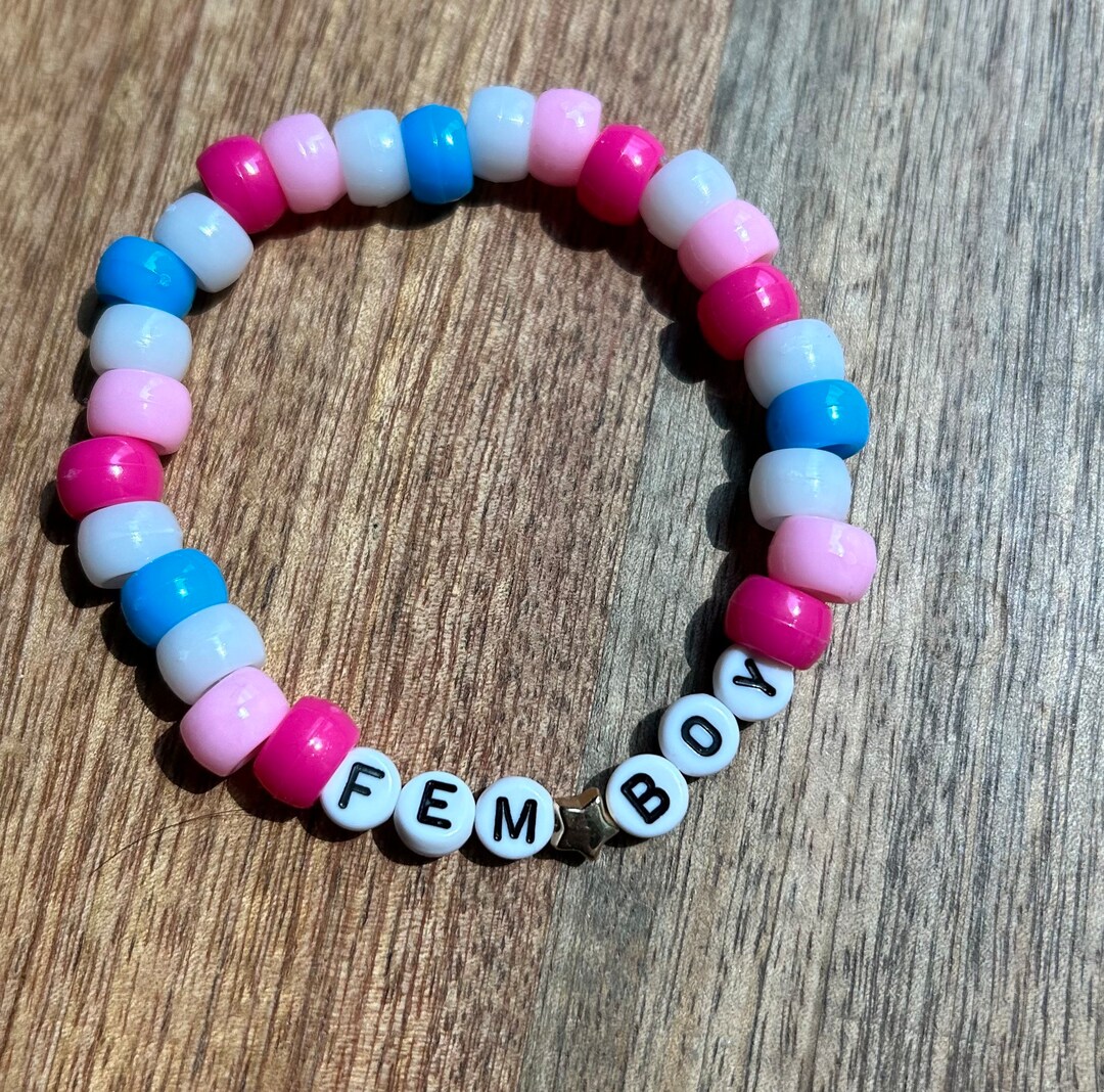 Femboy Bracelet, Pink, Blue & Rainbow Kandi Beaded Bracelets, Pride ...