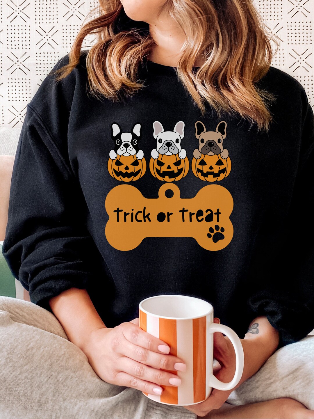 French Bulldog Halloween Sweatshirt, Frenchies, Trick or Treat ...