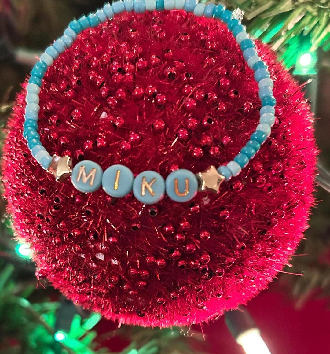 Hatsune Miku Theme Bead Bracelet | Handmade Blue Vocaloid Bracelet ...