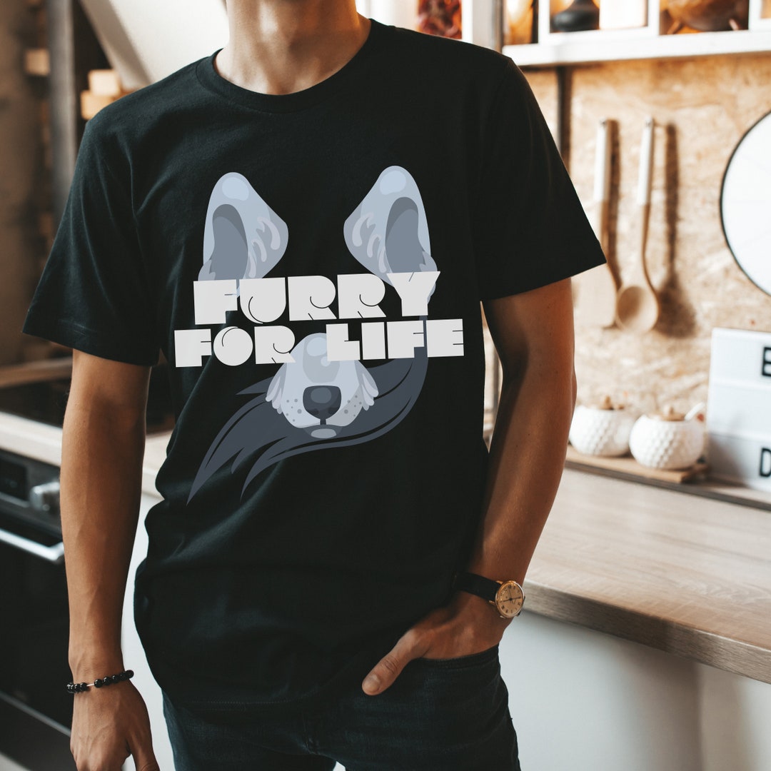 Furry for Life, Furry Fandom T-shirt, Gray Wolf Furry Shirt, Furry ...