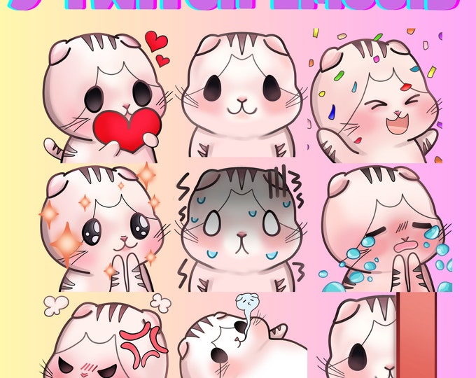 Blue Cat Premade Emote Pack (RECOLORS AVAILABLE) Digital Files for ...