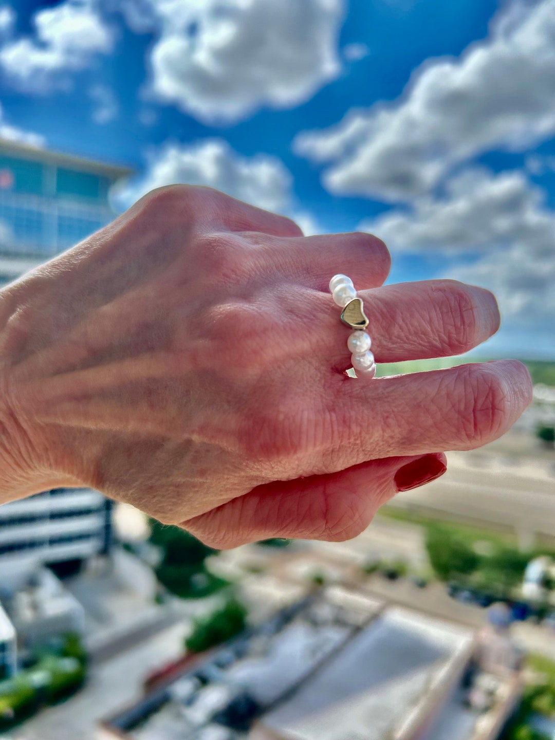 Beaded Stackable Rings, Handmade Dainty Rings, Coquette Aesthetic Pearl ...