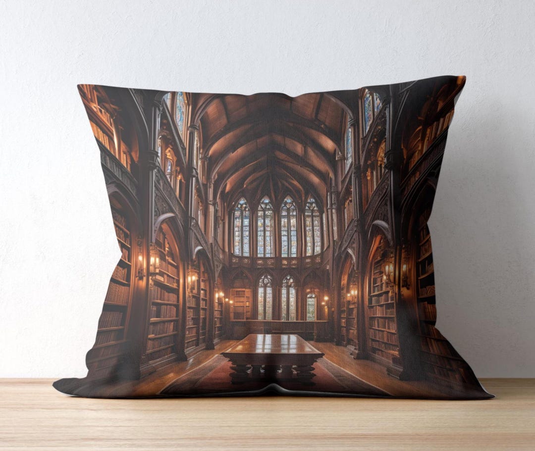 Gothic Library Pillow, Dark Academia Home Decor, Literary Gift, Reading ...