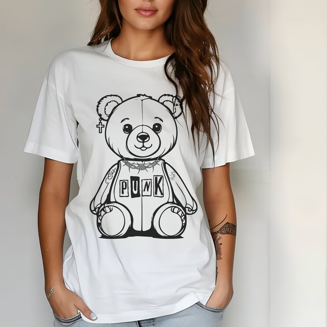Punk Rock Teddy Bear T-shirt, Pop Punk Shirt, Y2K Aesthetic, 90s Trendy ...