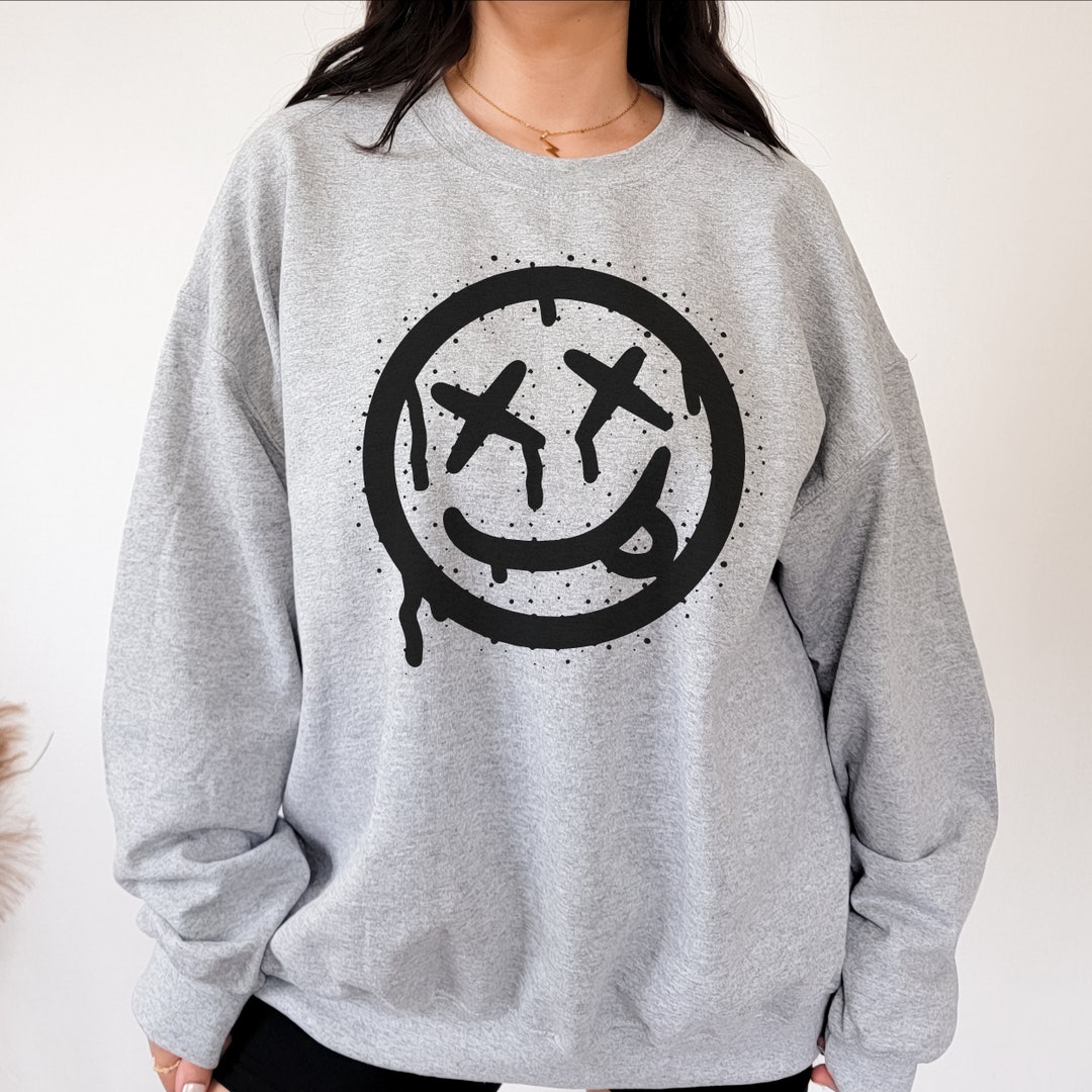 Plus Size Goth Smiley Face Sweatshirt, Plus Size Goth Clothing, Punk ...