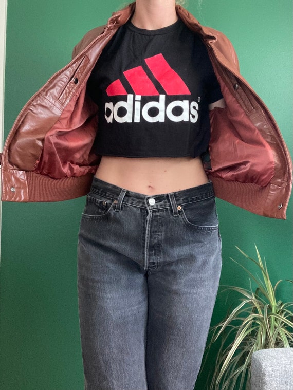 80s Vintage medium brown leather racer jacket - Gem