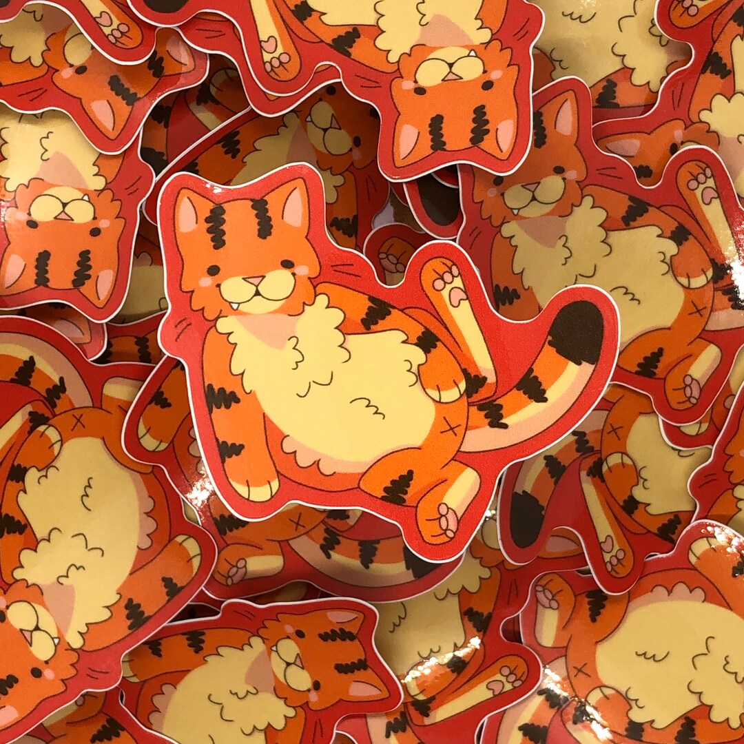 Fat Orange Cat Waterproof Vinyl Sticker - Etsy