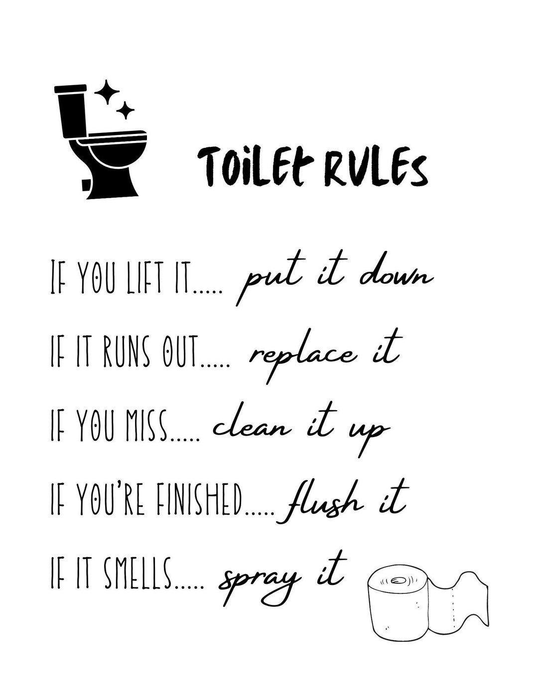 Toilet Rules Digital Download Bathroom Decor - Etsy