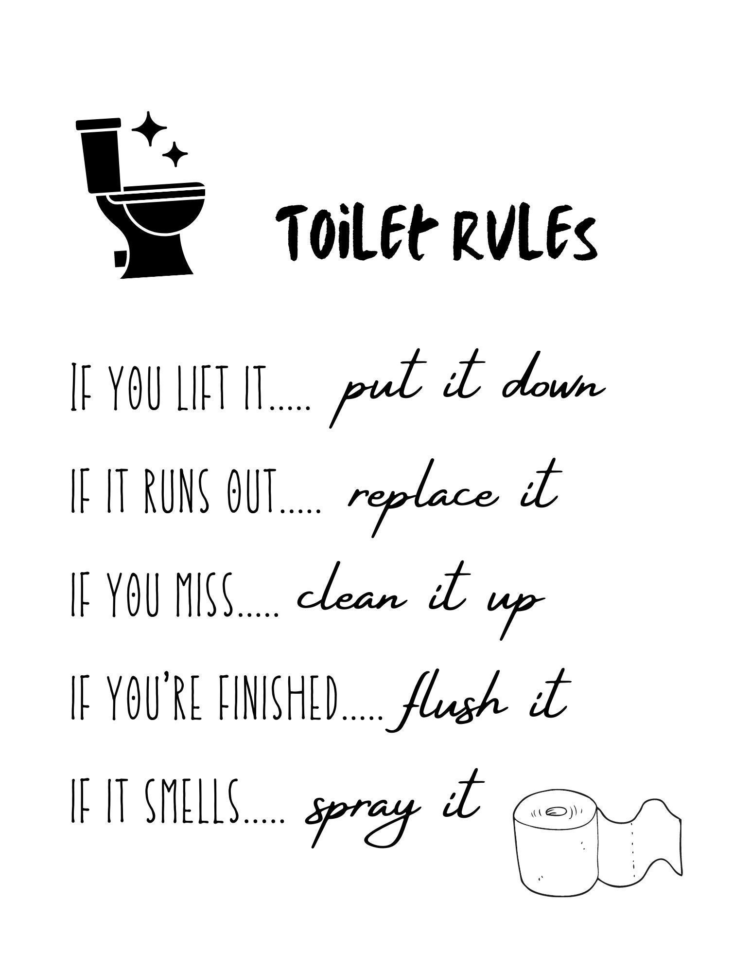 Toilet Rules Digital Download Bathroom Decor - Etsy