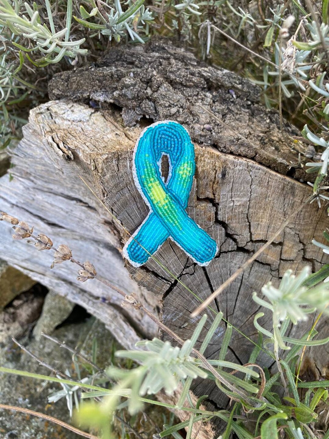 Mental Health Awareness Ribbon - Beaded Brooch | Beaded Embroidery ...