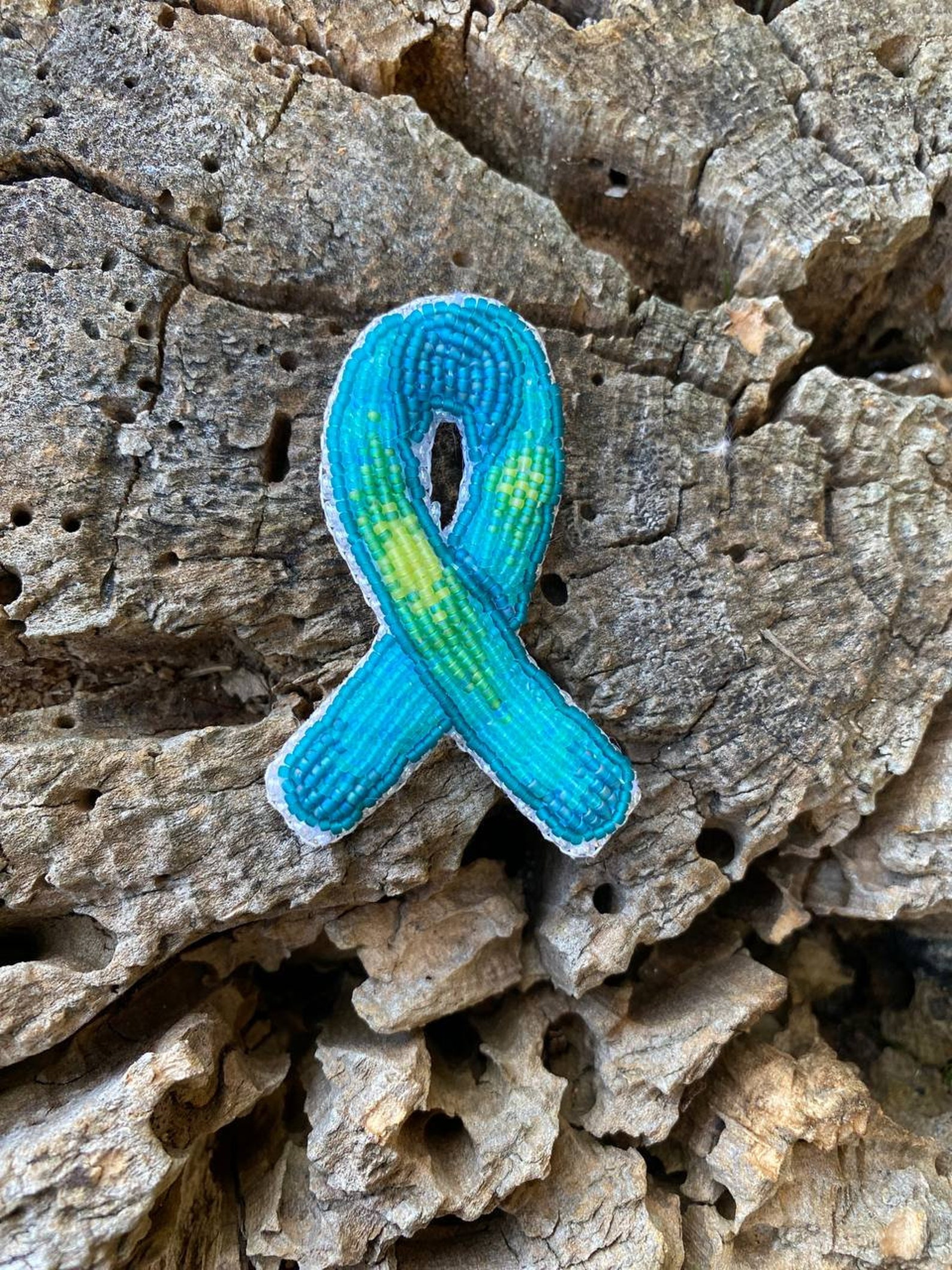 Mental Health Awareness Ribbon - Beaded Brooch | Beaded Embroidery ...