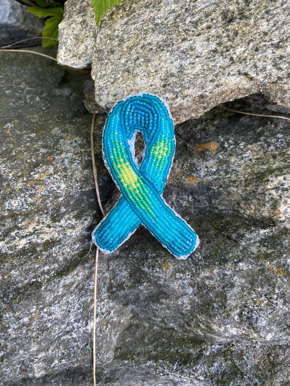 Mental Health Awareness Ribbon - Beaded Brooch | Beaded Embroidery ...