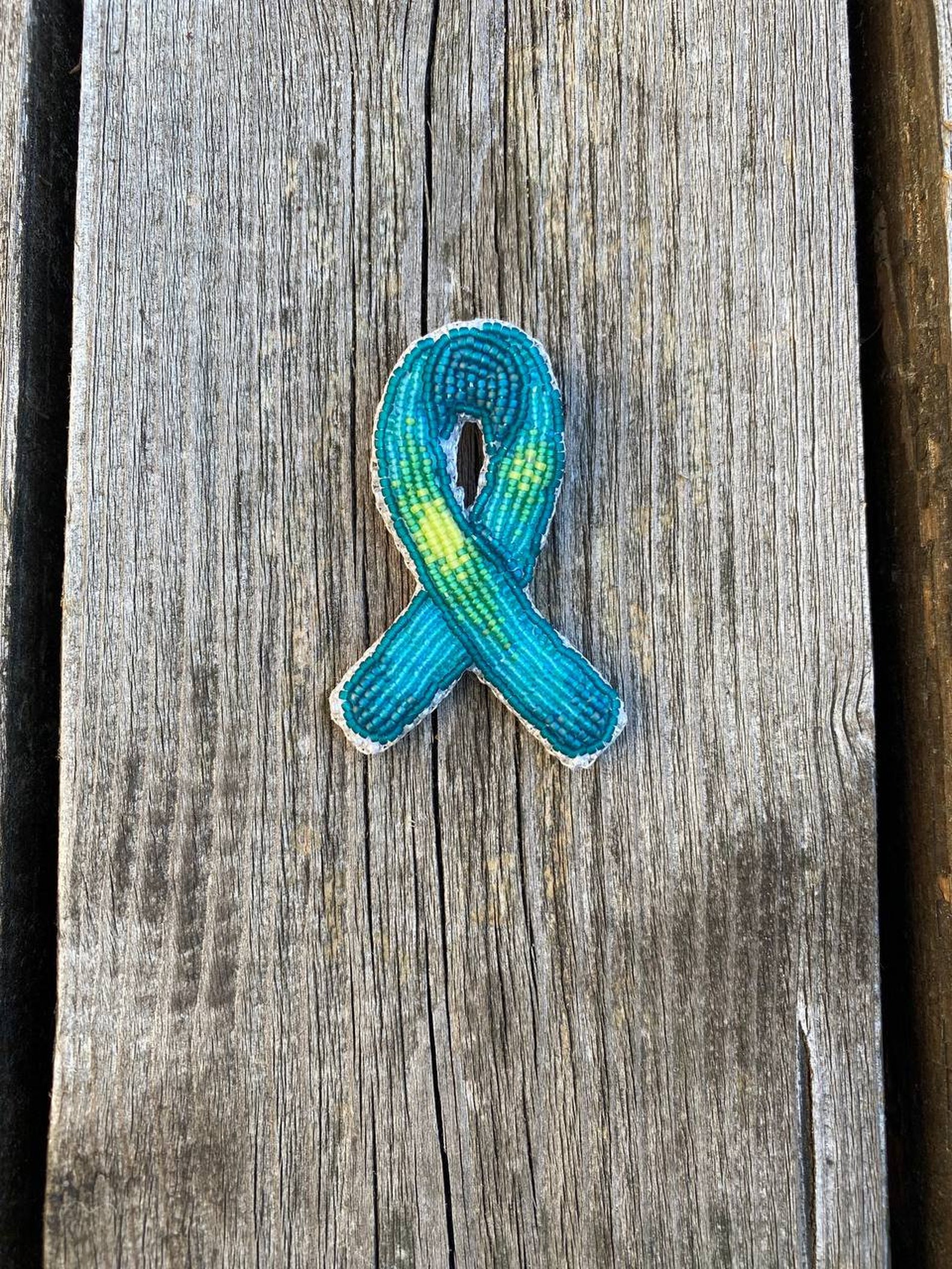 Mental Health Awareness Ribbon - Beaded Brooch | Beaded Embroidery ...