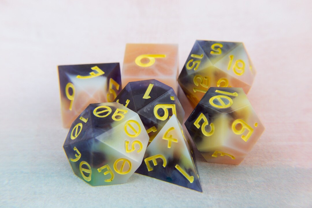 Cosmic Sunrise - 7 Piece Dice Set: Handmade Resin Dice Set for Ttrpg ...