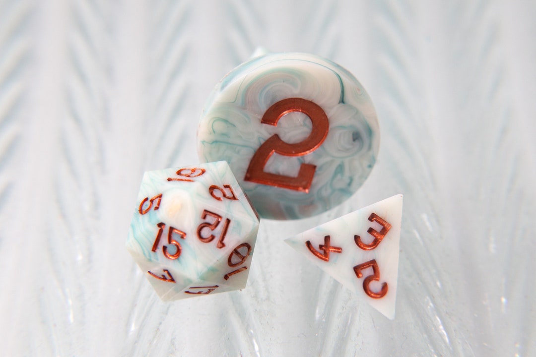 Marbled Sea - 8 Piece Dice Set: Handmade Resin Dice Set for Ttrpg/dice ...