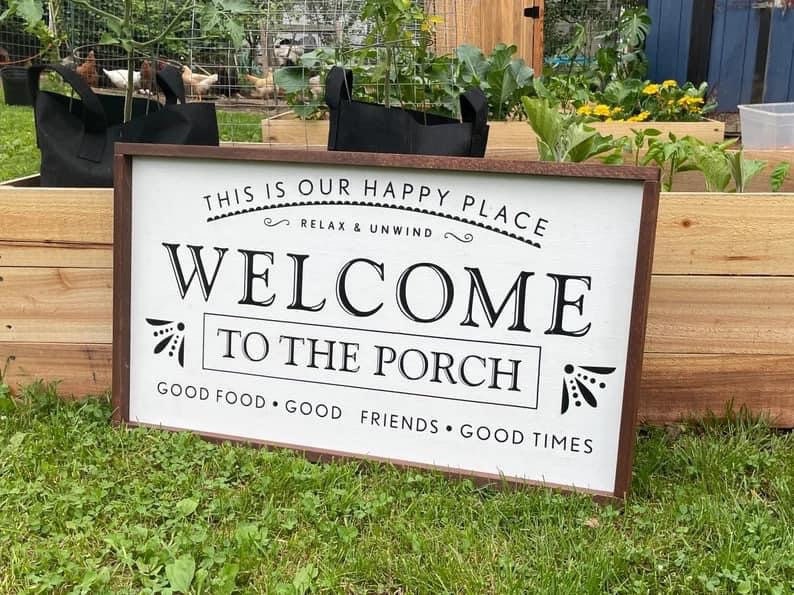 Welcome to Our Porch Sign, Wood Sign for Porch, Framed Porch Sign ...
