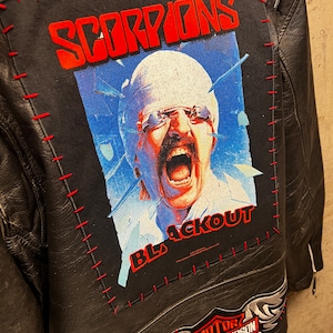 Custom Hand Painted Studded Leather Biker Jacket. Size Large. Scorpions Patch. - Etsy