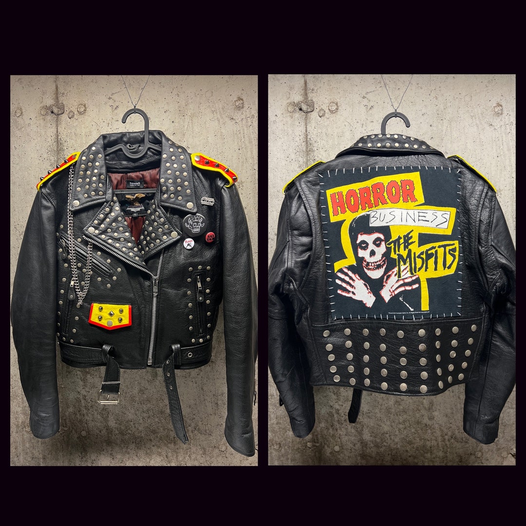 Custom Made Hand Painted Misfits Leather Jacket. Studded Jacket. Battle ...