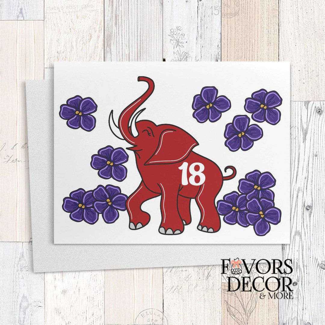 Red Elphant Line Number and Violets Folded Notecards Delta Sigma Theta ...