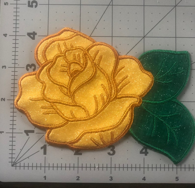 Yellow Tea Rose Iron on Patch, Glitter Sorority Patch, Sigma Gamma Rho ...