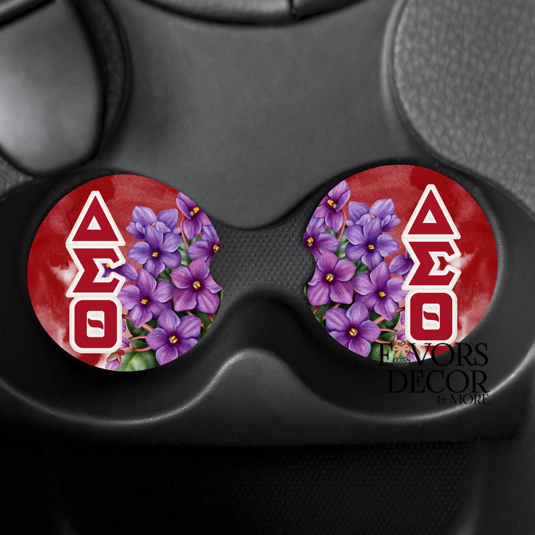 Delta Sigma Theta Car Coasters, African Violets and Greek Letters Cup ...