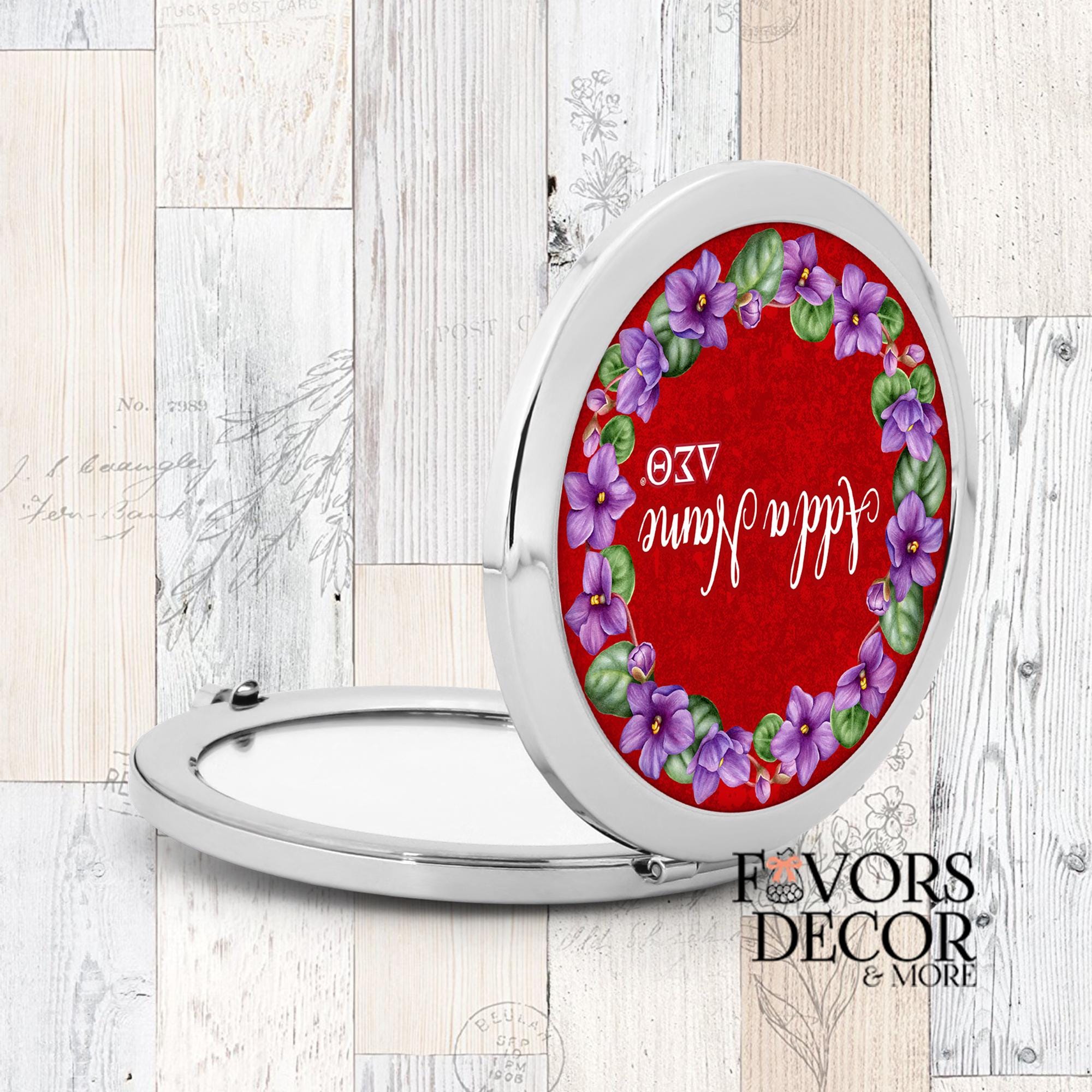 Delta Sigma Theta Personalized Compact Mirror, African Violets Frame ...