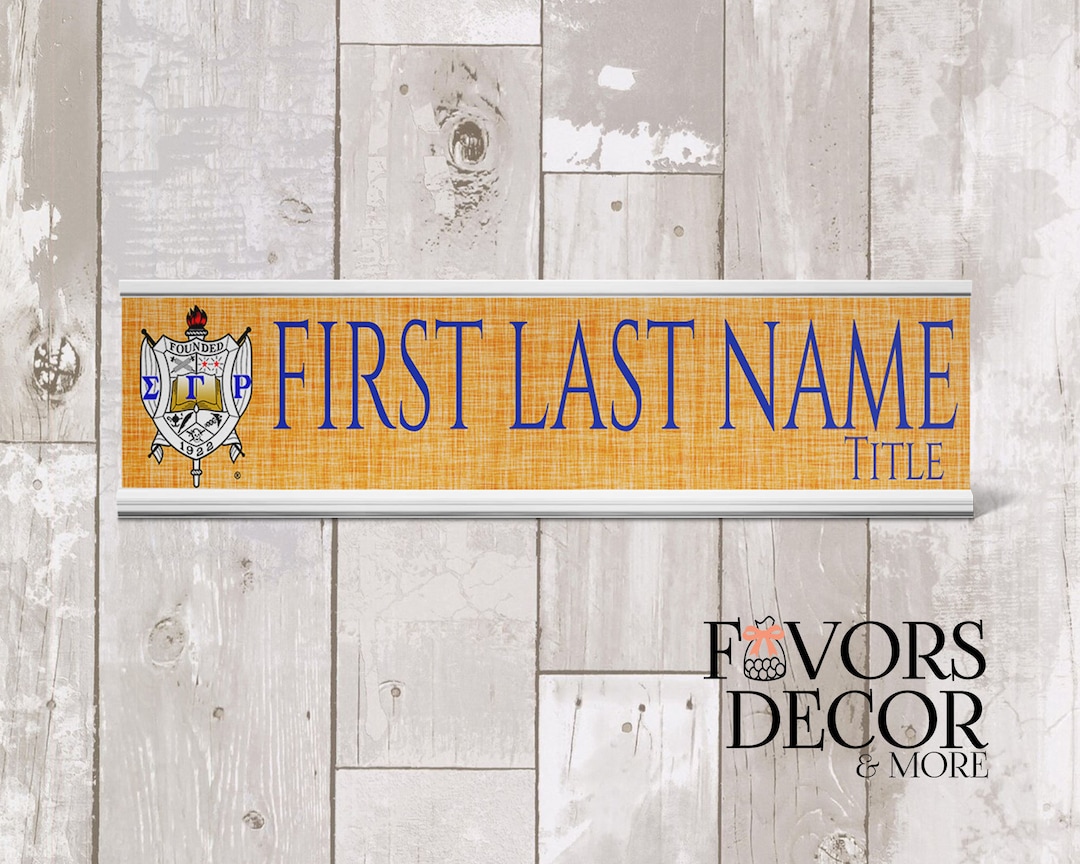 Personalized Sigma Gamma Rho, Desk Nameplate, Sorority Office Decor ...