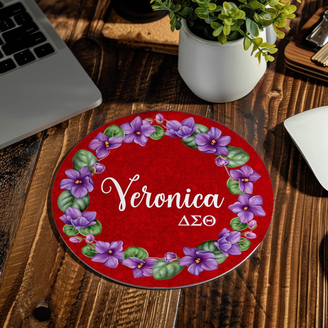 Delta Sigma Theta Sorority Personalized Violets Frame Mouse Pad, Delta ...