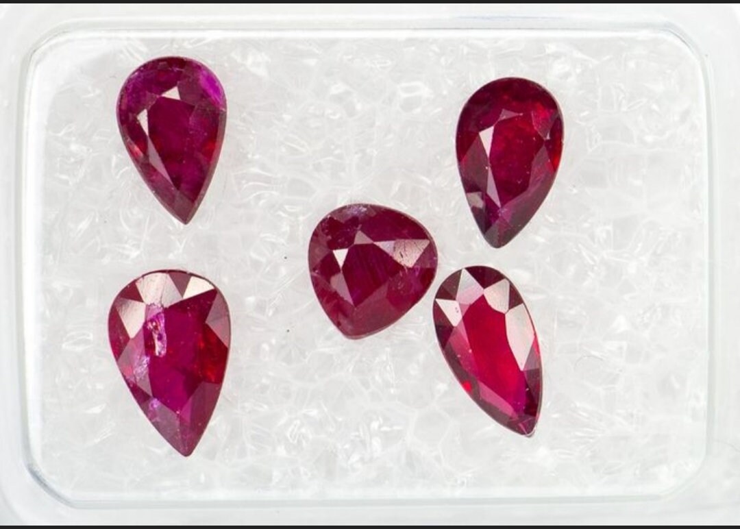 Rare 2.14CT Natural Deep Red Pear Shaped Rubies Authentic South East ...