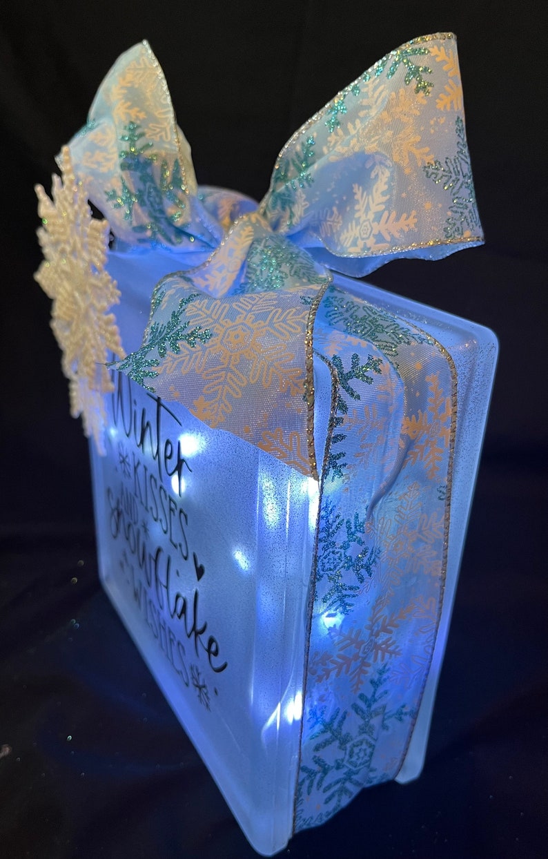 Winter/christmas Decor "winter Wishes and Snowflake Kisses”" Glass ...