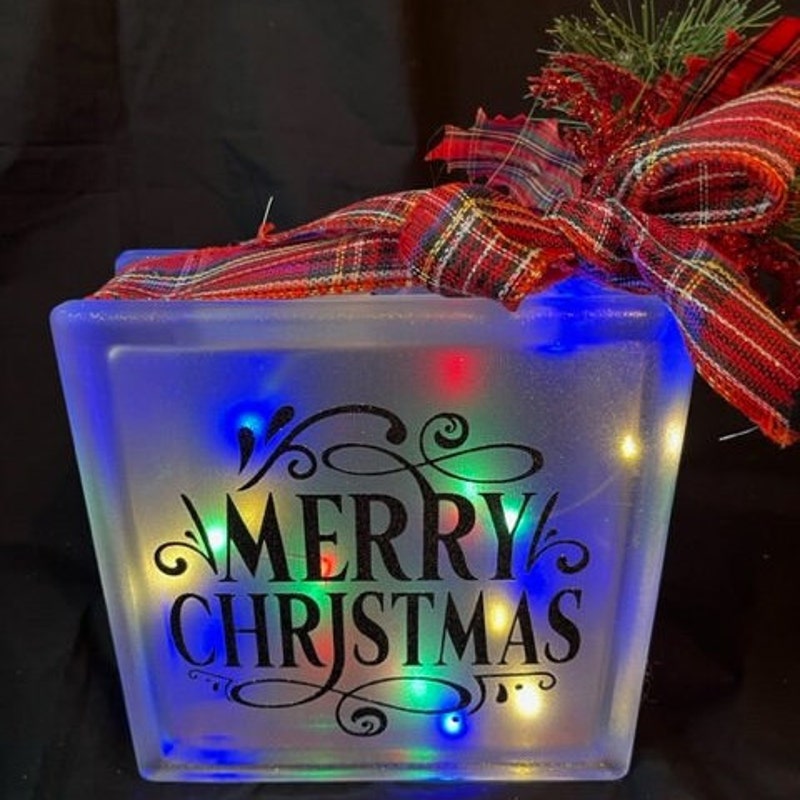 Christmas Glass Block - Etsy