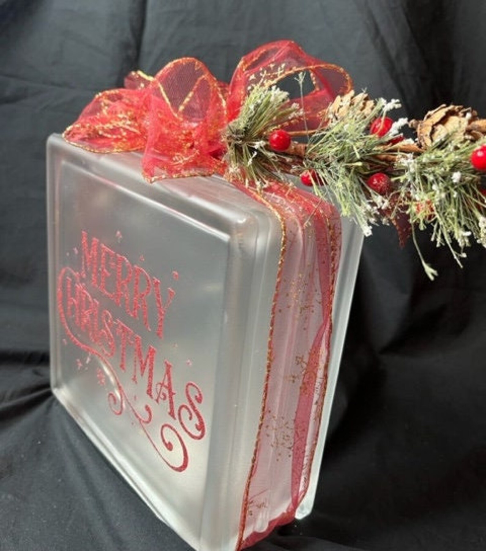 Merry Christmas Holiday Decoration, Glass Block, Unique Gift, Lighted ...