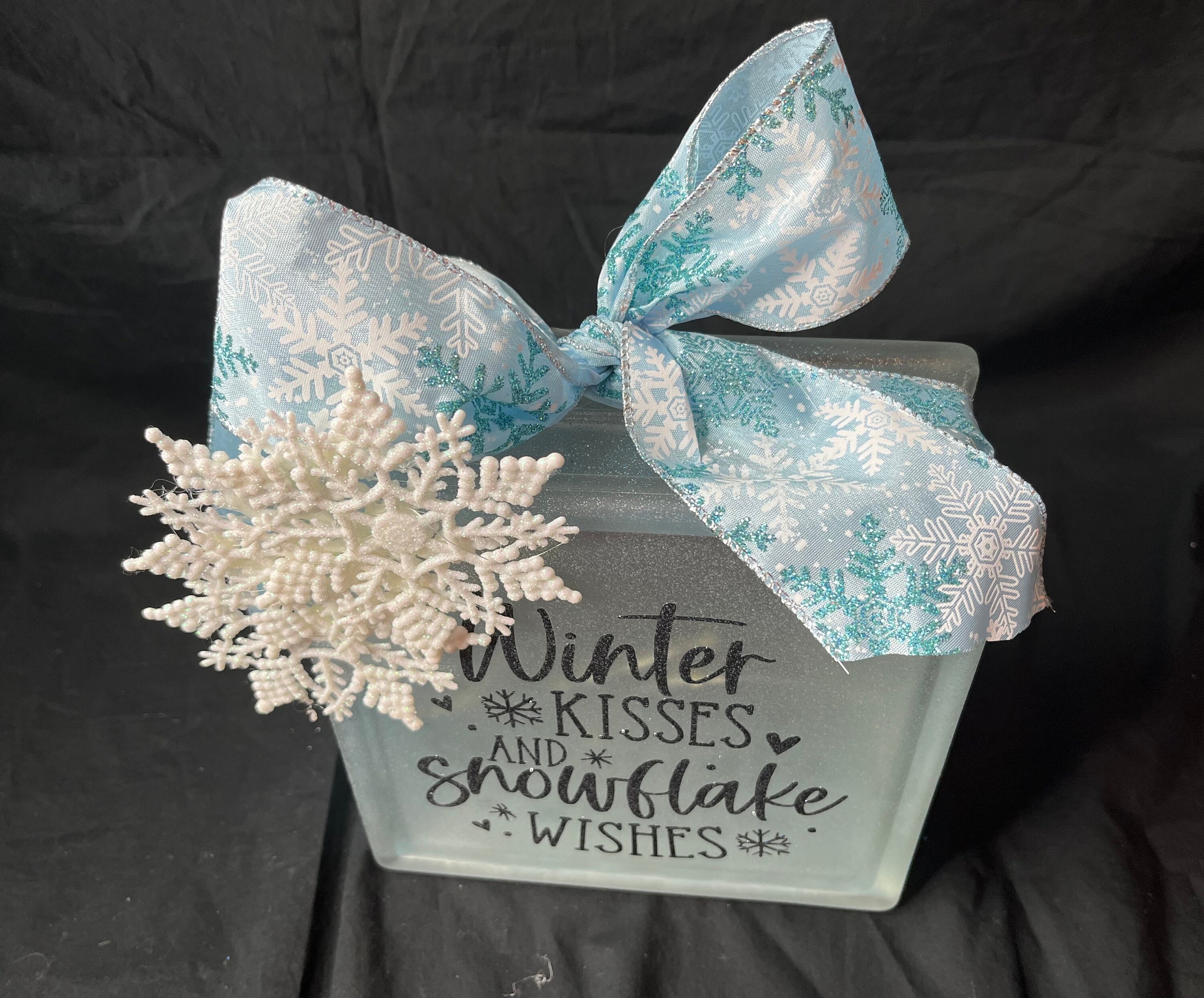 Winter/christmas Decor "winter Wishes and Snowflake Kisses”" Glass ...