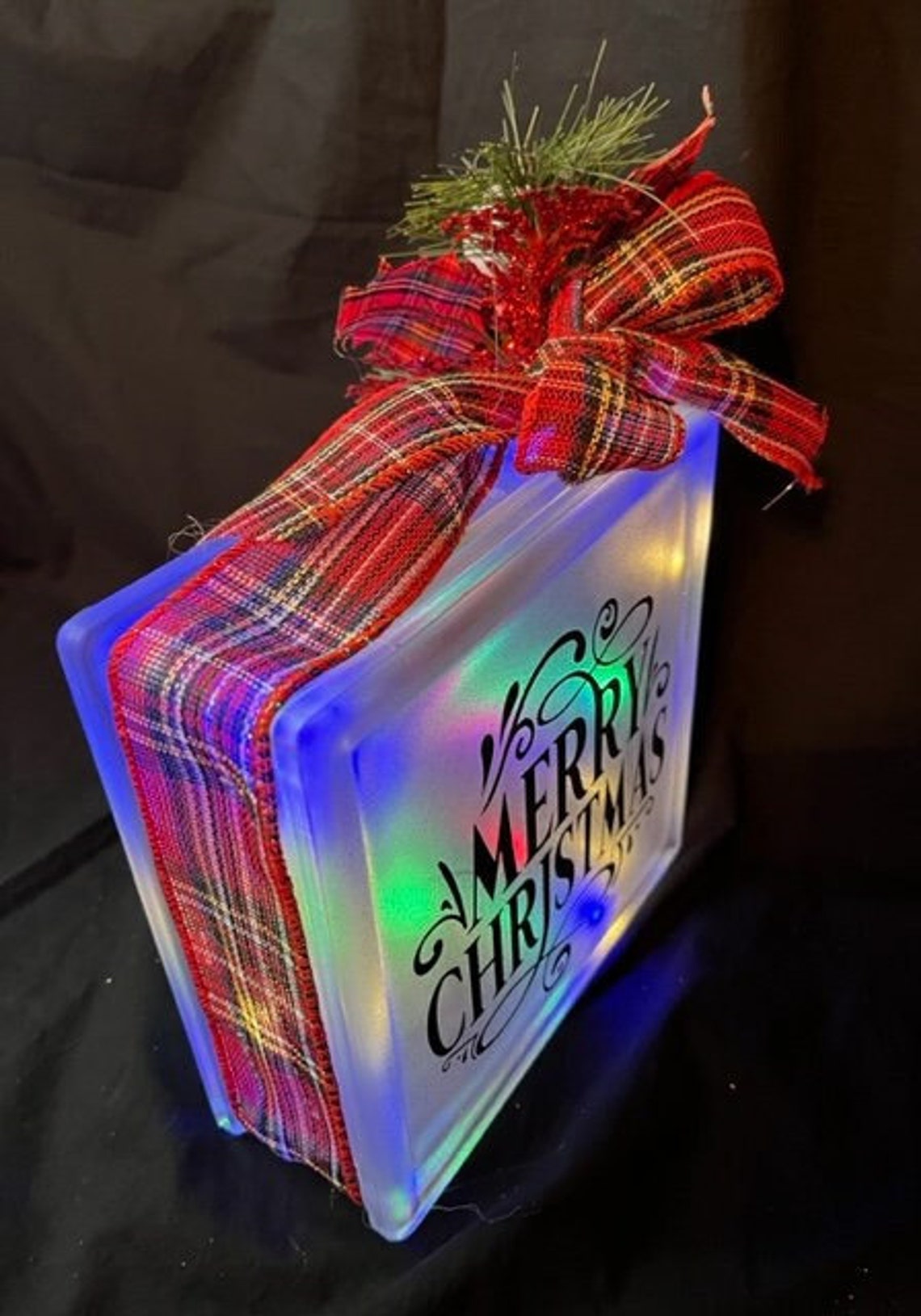 Merry Christmas Glass Block, Winter/christmas Decor, Unique Gift ...