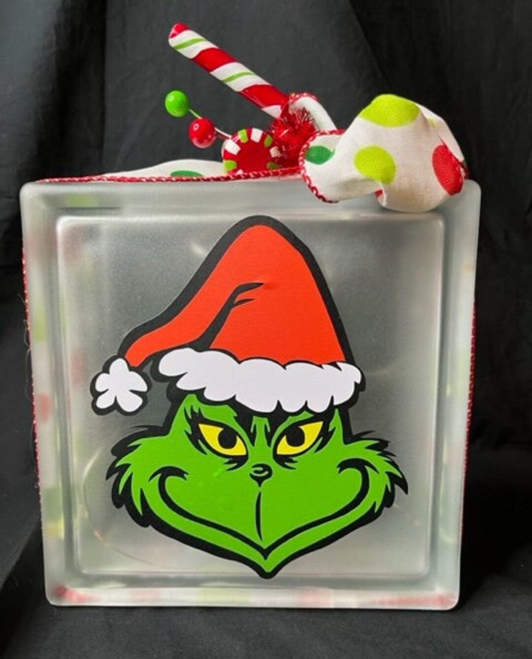 Grinch Glass Block, Winter/christmas Decor, Unique Gift, Lighted Glass ...