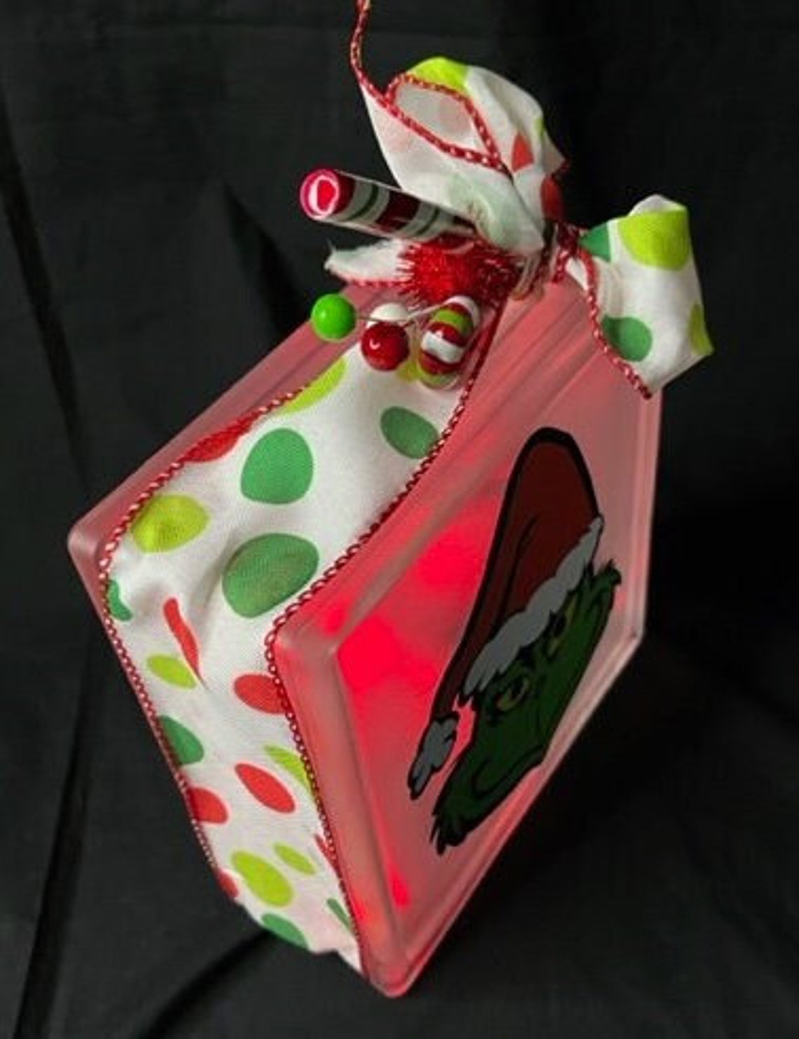 Grinch Glass Block, Winter/christmas Decor, Unique Gift, Lighted Glass ...