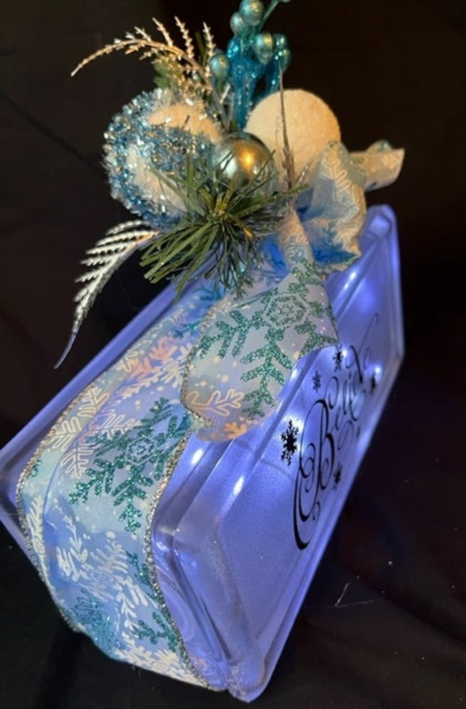 Winter/christmas Decor "believe" Glass Block Unique Gift Lighted Glass ...