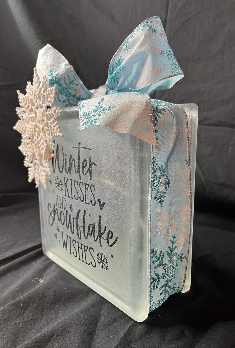 Winter/christmas Decor "winter Wishes and Snowflake Kisses”" Glass ...