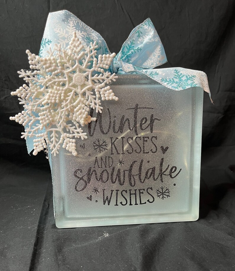 Winter/christmas Decor "winter Wishes and Snowflake Kisses”" Glass ...