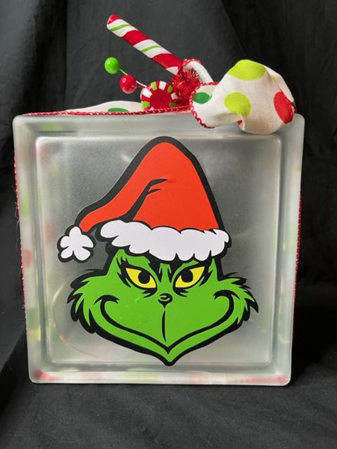 GRINCH Christmas Decor - Glass Block, Unique Gift, Lighted Glass Block ...