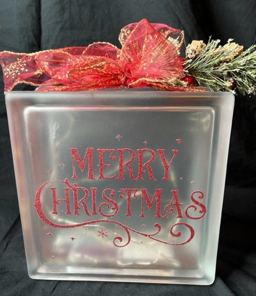 Merry Christmas Holiday Decoration, Glass Block, Unique Gift, Lighted ...