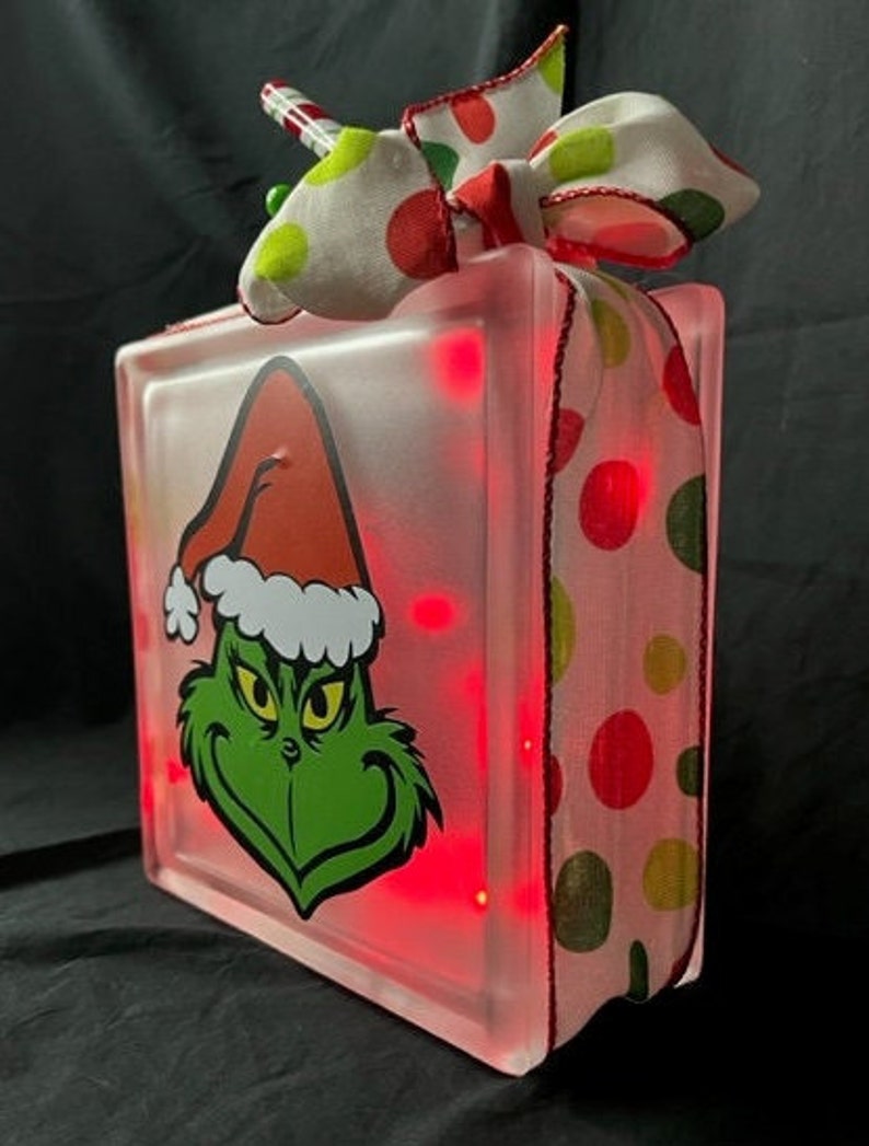 Grinch Glass Block, Winter/christmas Decor, Unique Gift, Lighted Glass ...