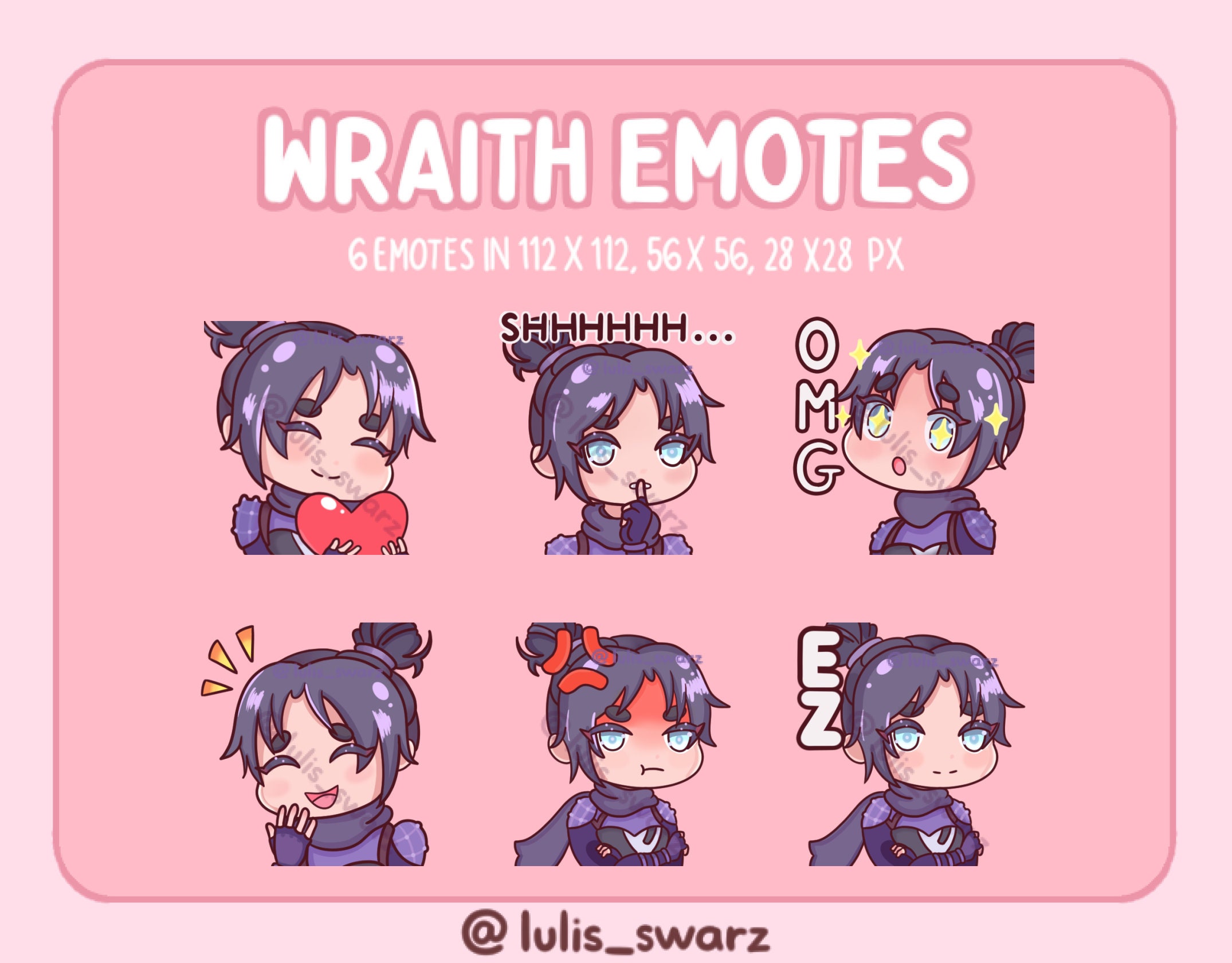 Chibi Wraith Apex Legends Twitch Emotes 6 Emote Pack by - Etsy Chibi Wraith Apex Legends Twitch Emotes 6 Emote Pack by - Etsy