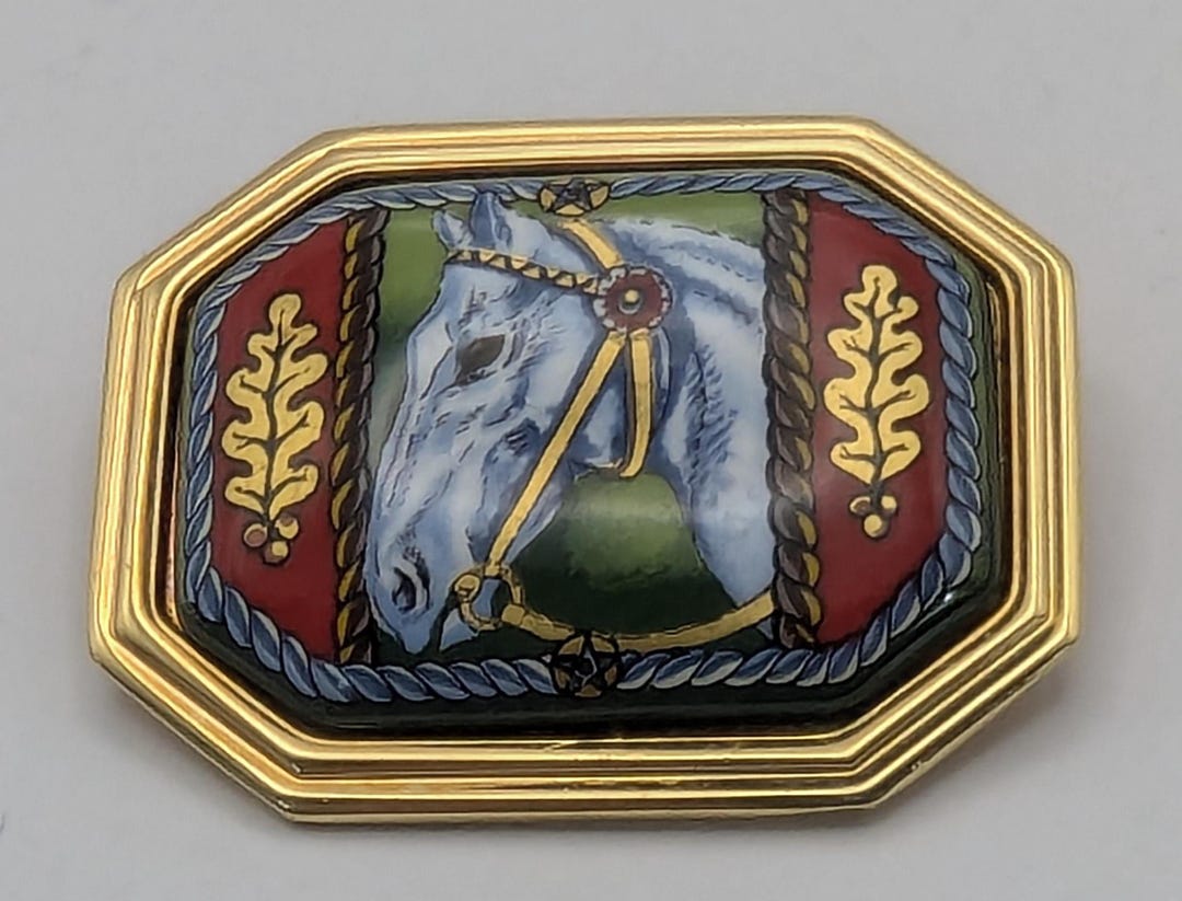 Michaela Frey Team FREYWILLE Gold Plated & Enamel Horse Equestrian ...