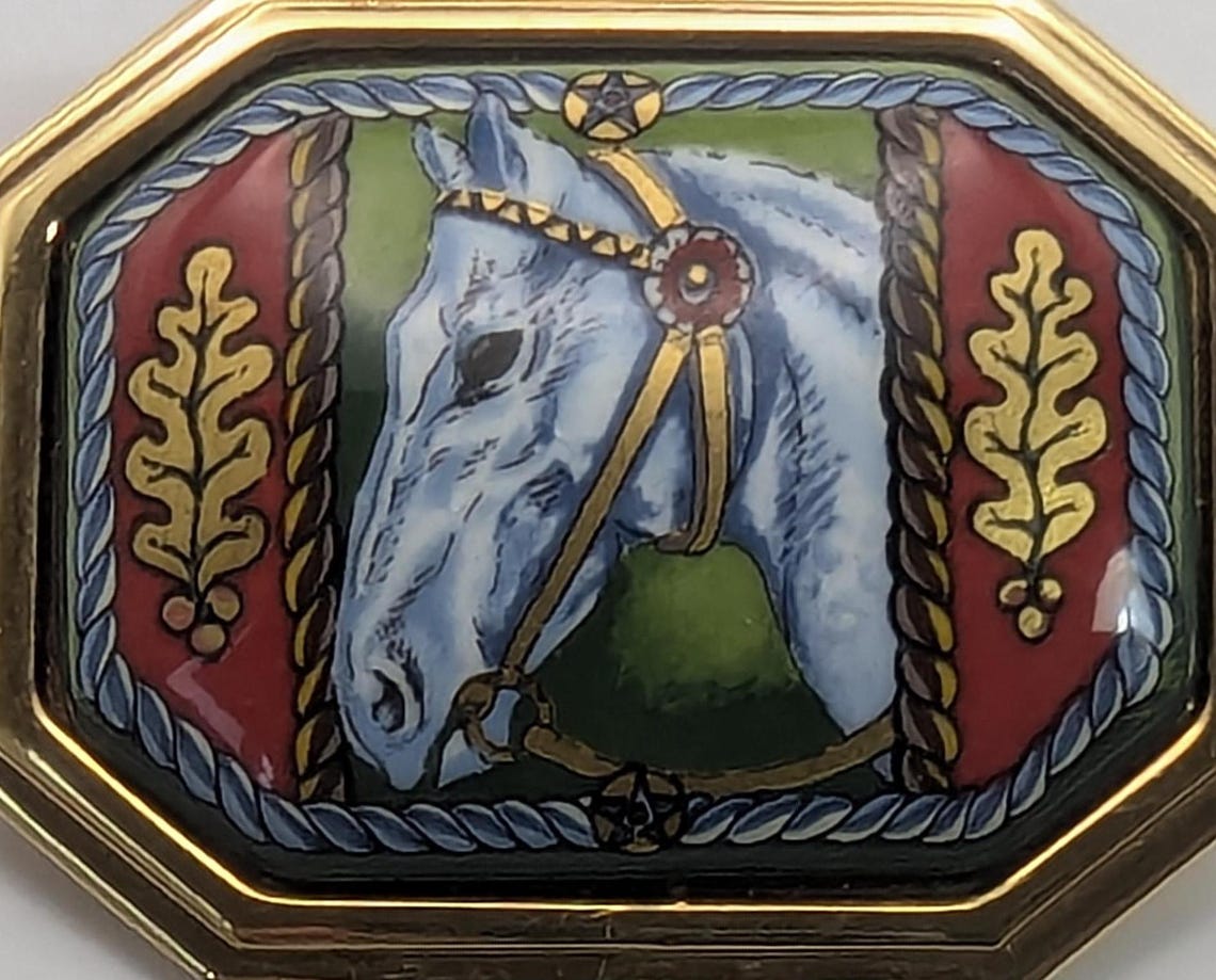 Michaela Frey Team FREYWILLE Gold Plated & Enamel Horse Equestrian ...