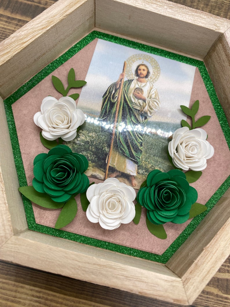 5x5 San Judas Tadeo Shadowbox Religious Shadowbox San Judas Wallhanger ...