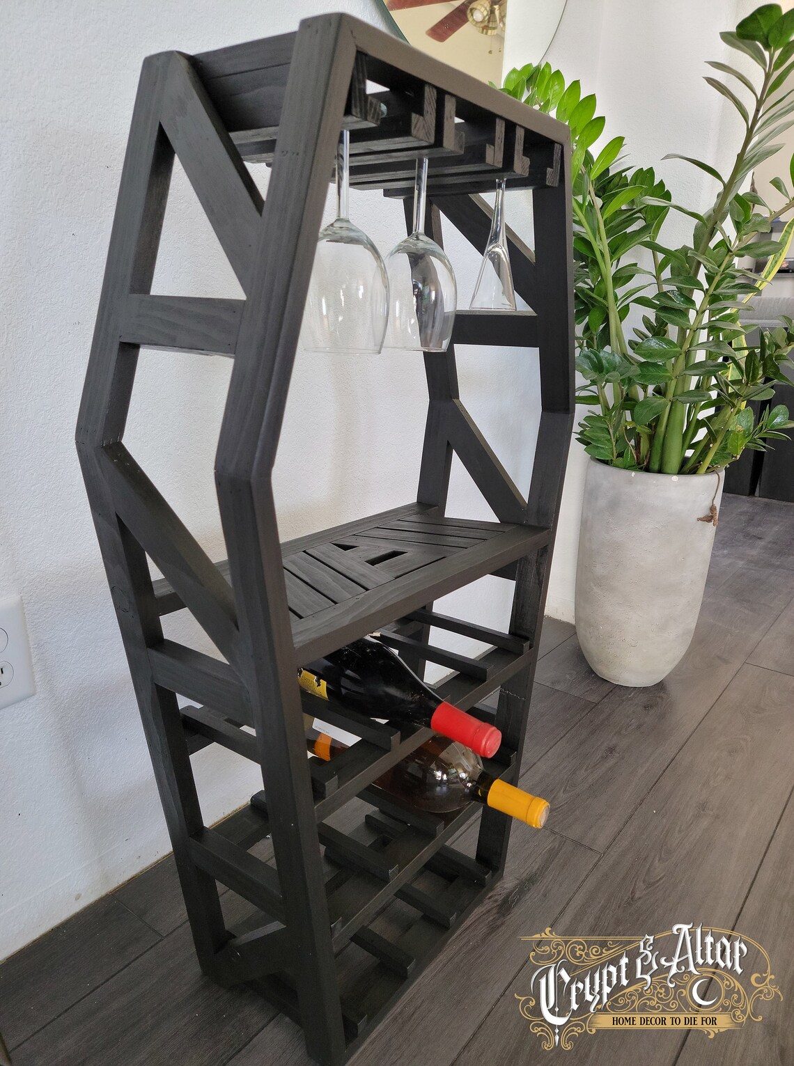 Coffin Wine Rack W/stemware Holder Vintage Black - Etsy