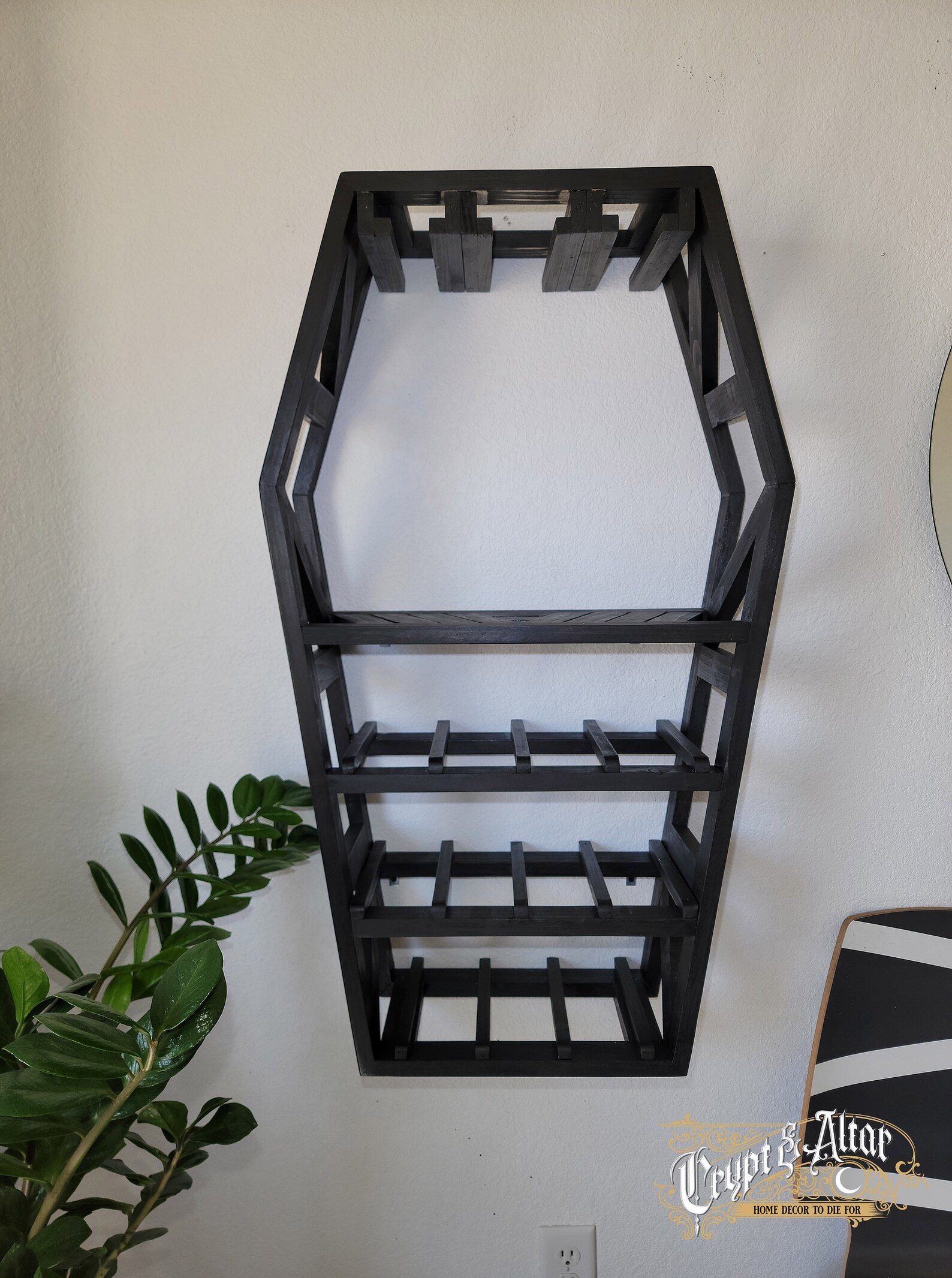 Coffin Wine Rack W/stemware Holder Vintage Black - Etsy